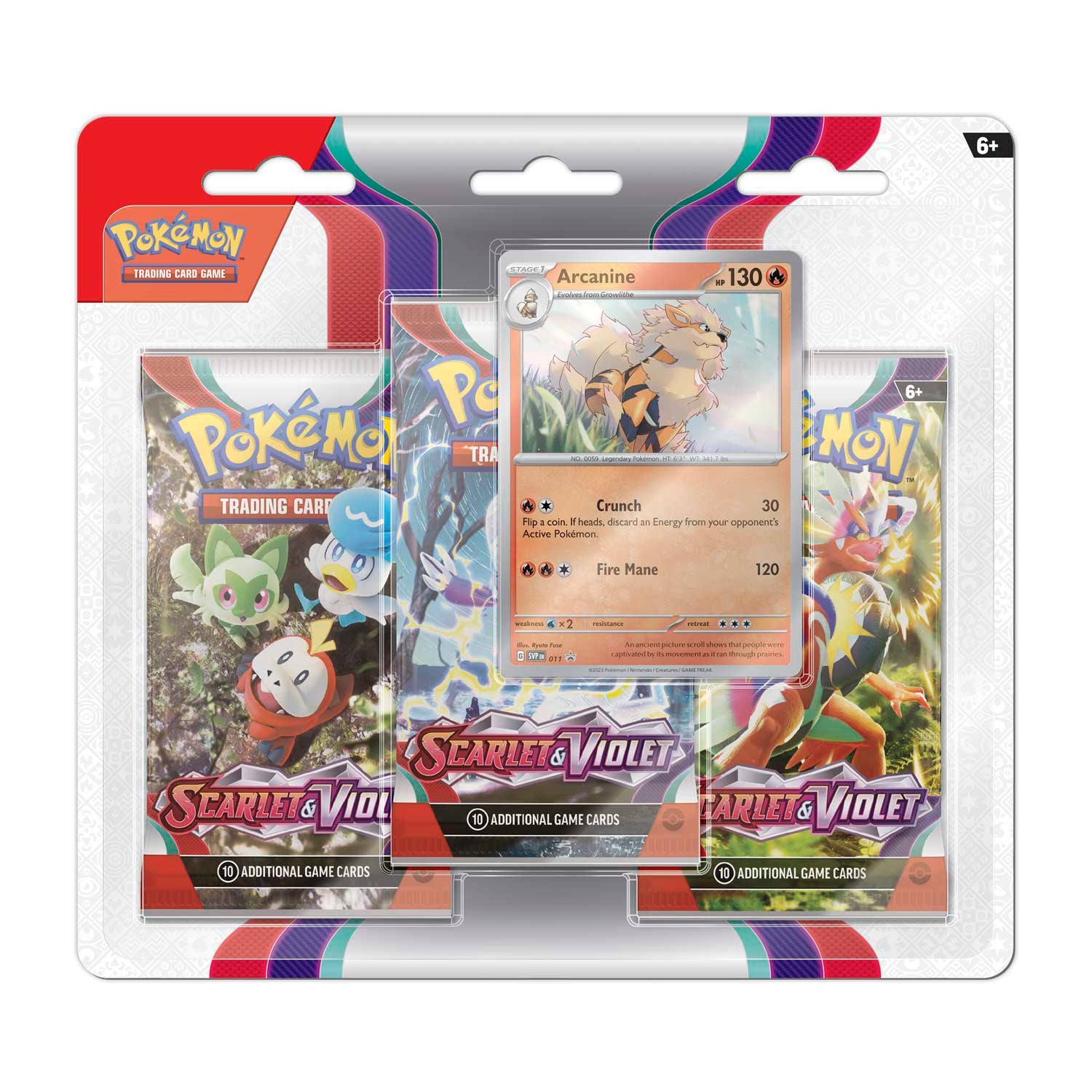 Pokemon SV1 Scarlet & Violet 3 Pack Blister - Arcanine and Dondozo (Se ...